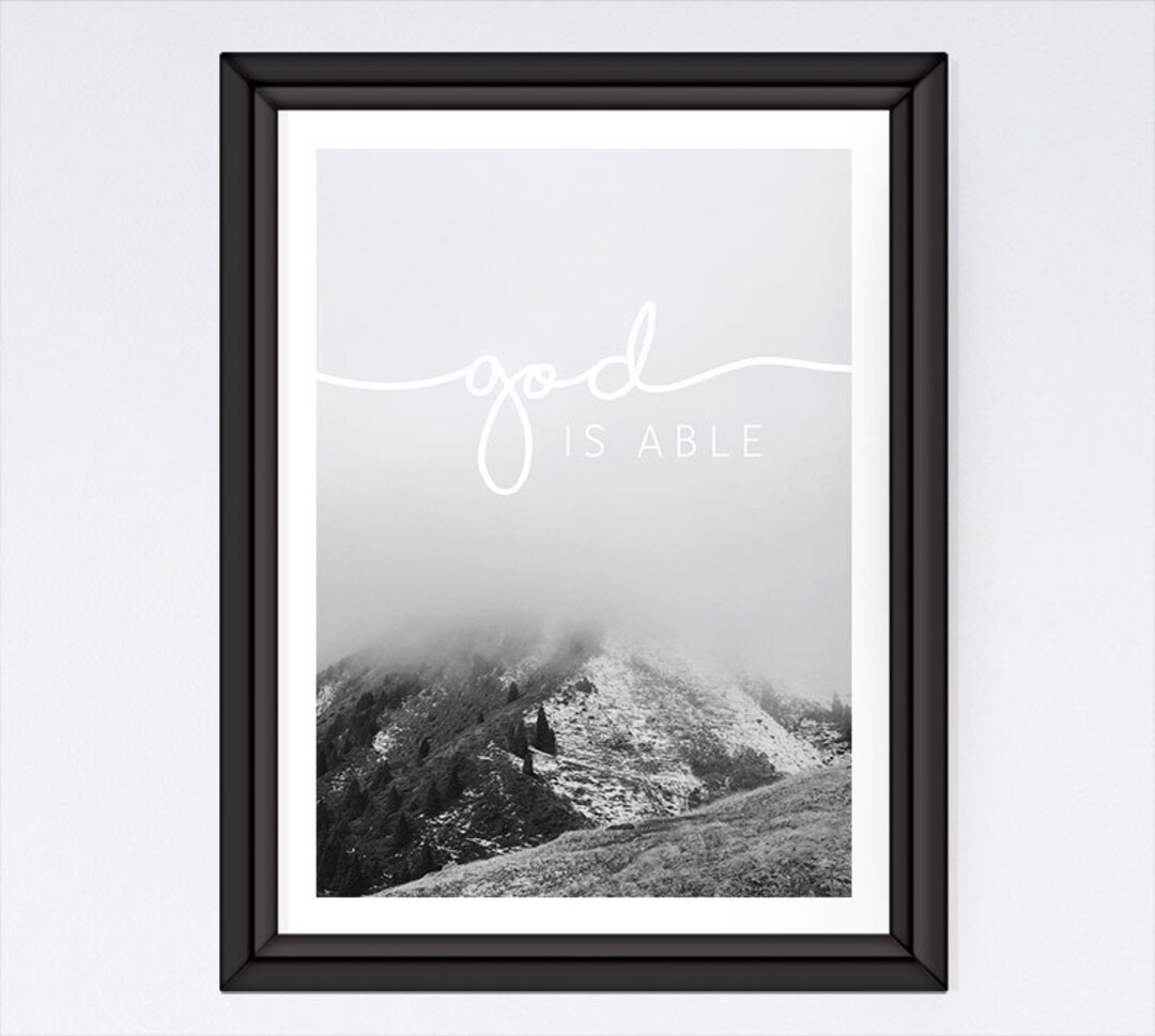 God is Able Christian Decor Bible Verse Wall Art Black and - Etsy