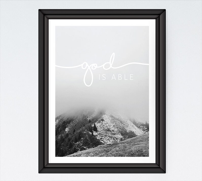 God is Able Christian Decor Bible Verse Wall Art Black and - Etsy