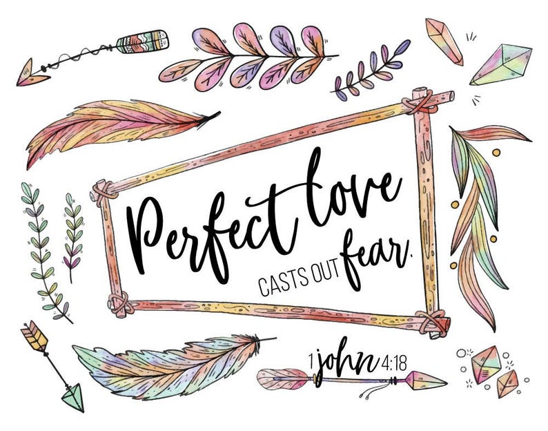 Perfect Love Casts Out Fear 1 John 4:18, Bohemian Decor, Christian ...