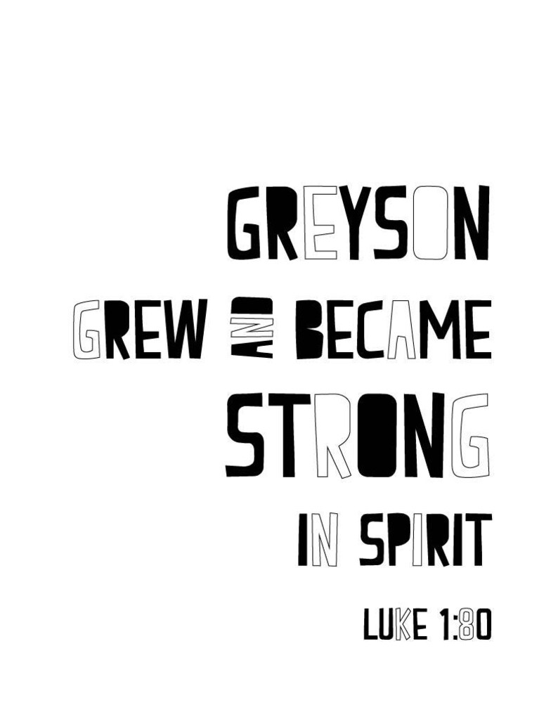 Strong in Spirit Luke 1:80 Personalized Print Christian - Etsy