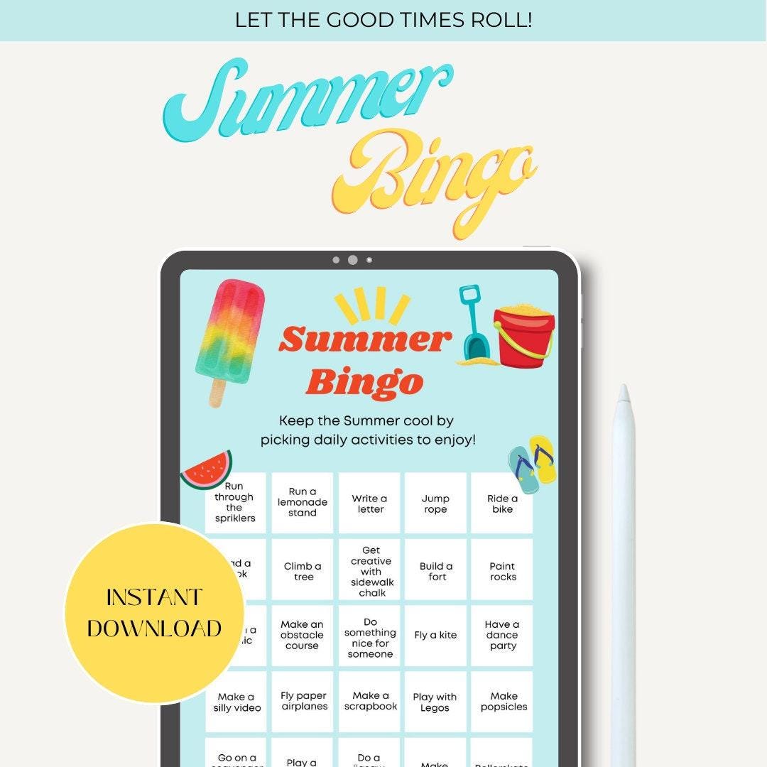 Summer Bingo Digital Download | Printable Summer Bingo - Etsy