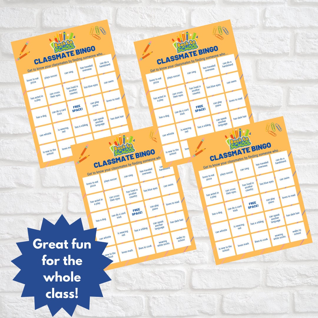 Back to School Classmate Bingo - Instant Download (printable) - Etsy