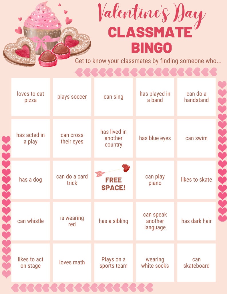 Valentine's Day Classmate Bingo - Etsy