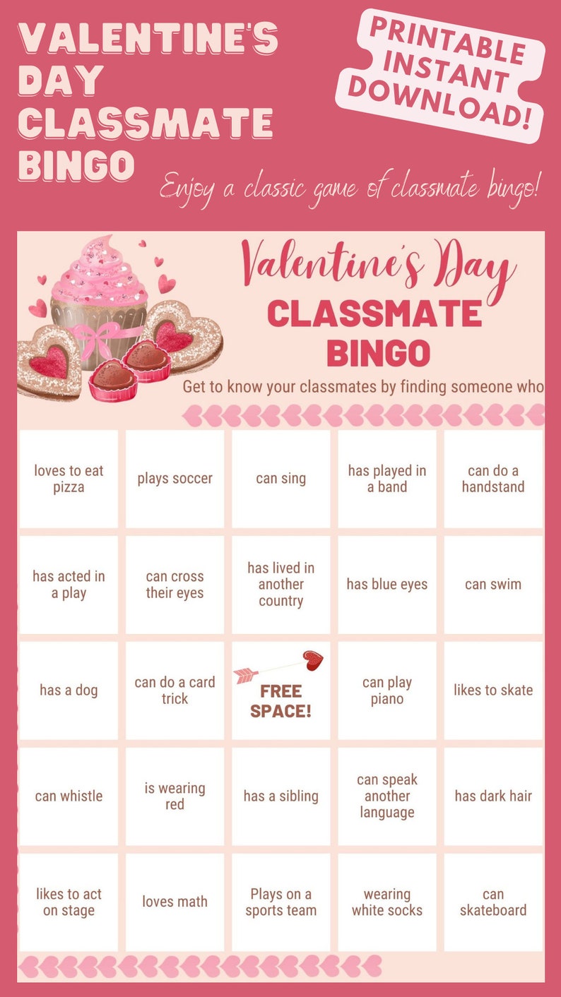 Valentine's Day Classmate Bingo - Etsy