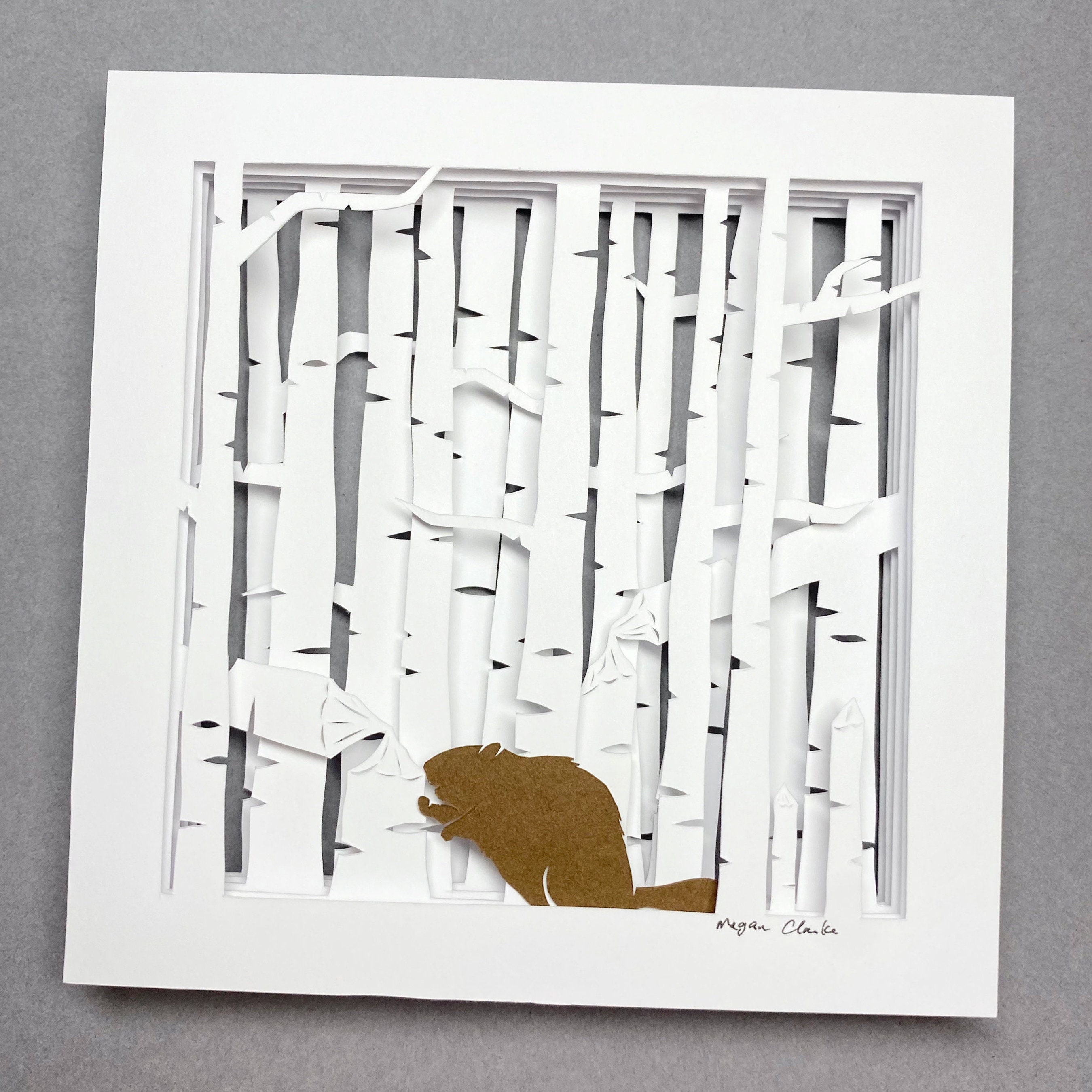 Beaver Birch Tree Forest Mini Layered Paper Artwork - Etsy Canada