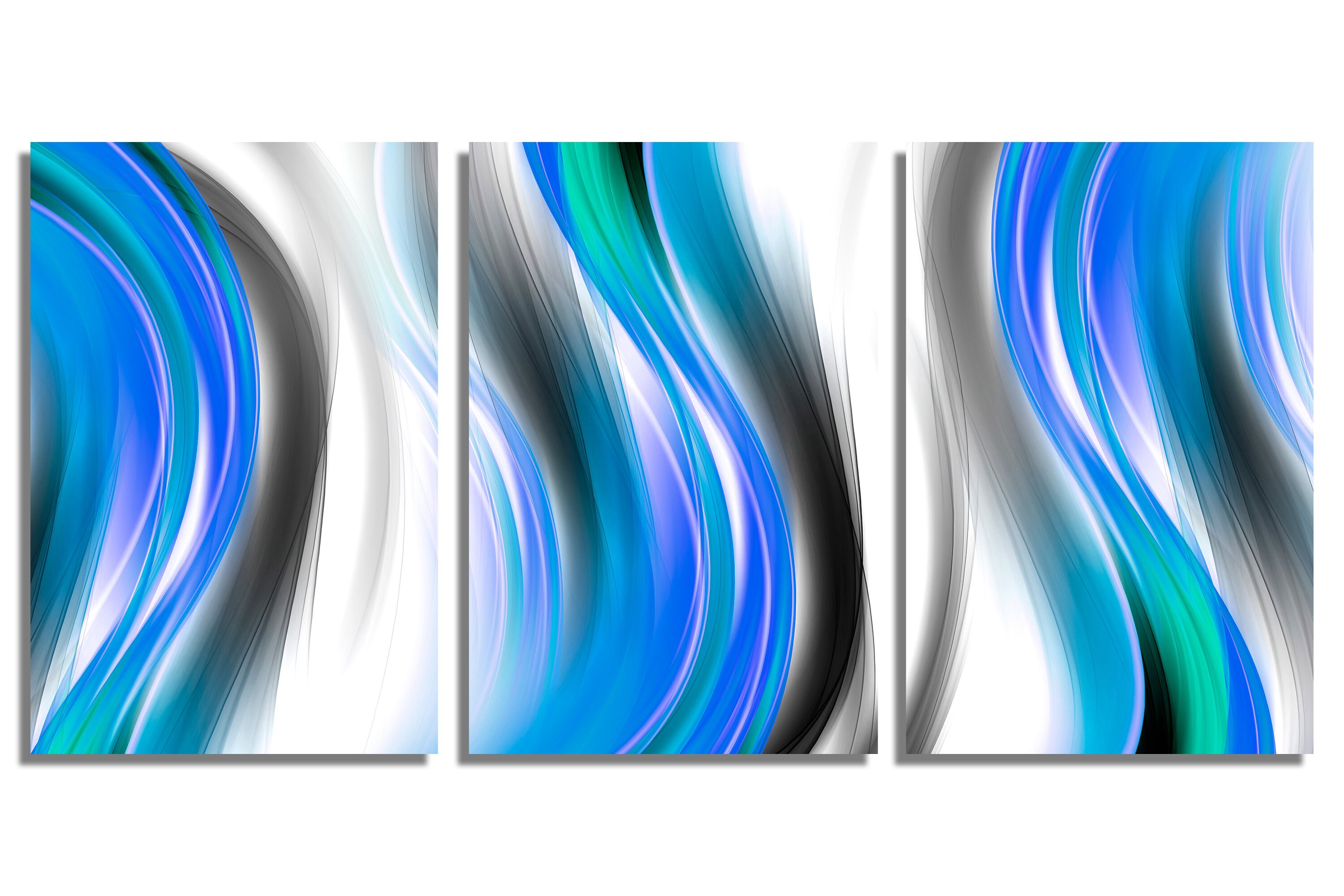 Metal Print Blue Wave Abstract Art Wall Art Vertical Wave | Etsy