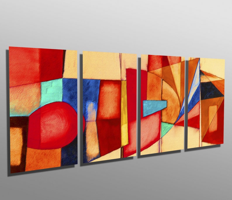 Metal Print Abstract Shapes Art 4 Panel Split Metal Wall - Etsy