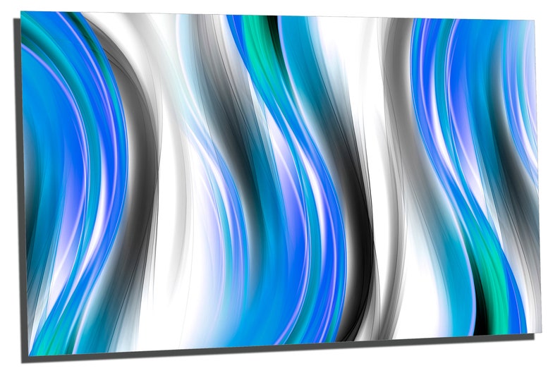 Metal Print Blue Wave Abstract Art Wall Art Vertical Wave - Etsy