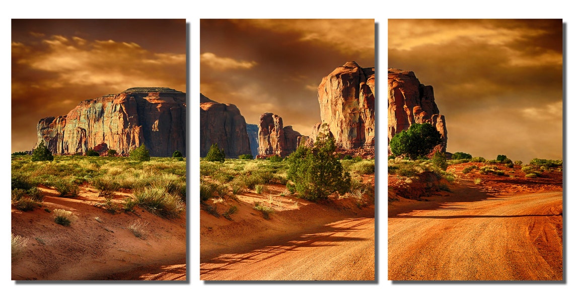Metal Print Monument Valley During Sunset 3 Panel Split - Etsy