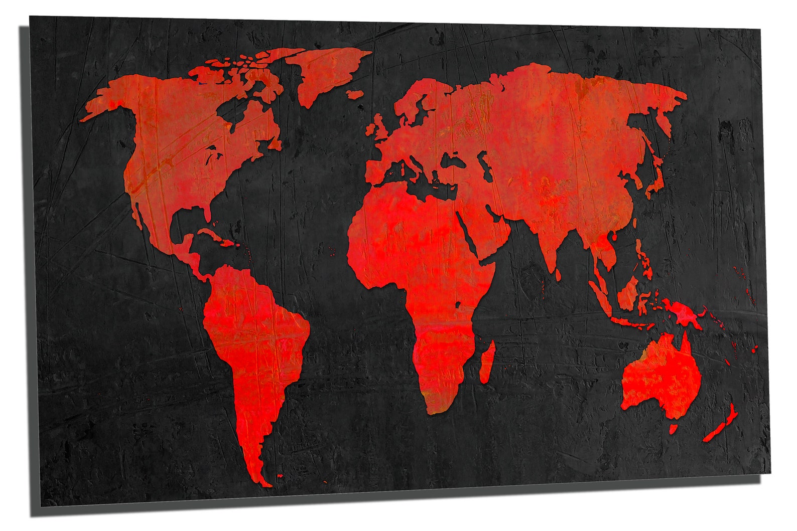 Metal Print Black and Red World Map 3 Panel Split | Etsy