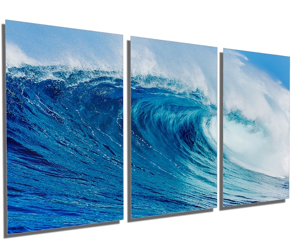 Metal Prints Blue Ocean Wave 3 Panel Split Triptych - Etsy