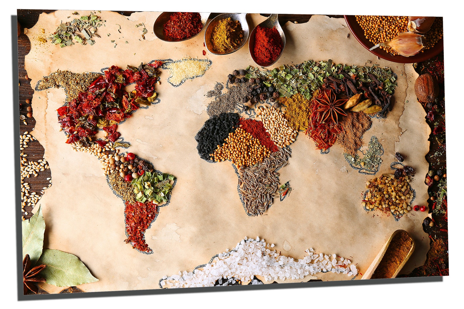 Metal Prints World Spice Map Metal Wall Art 3 Panel Split - Etsy