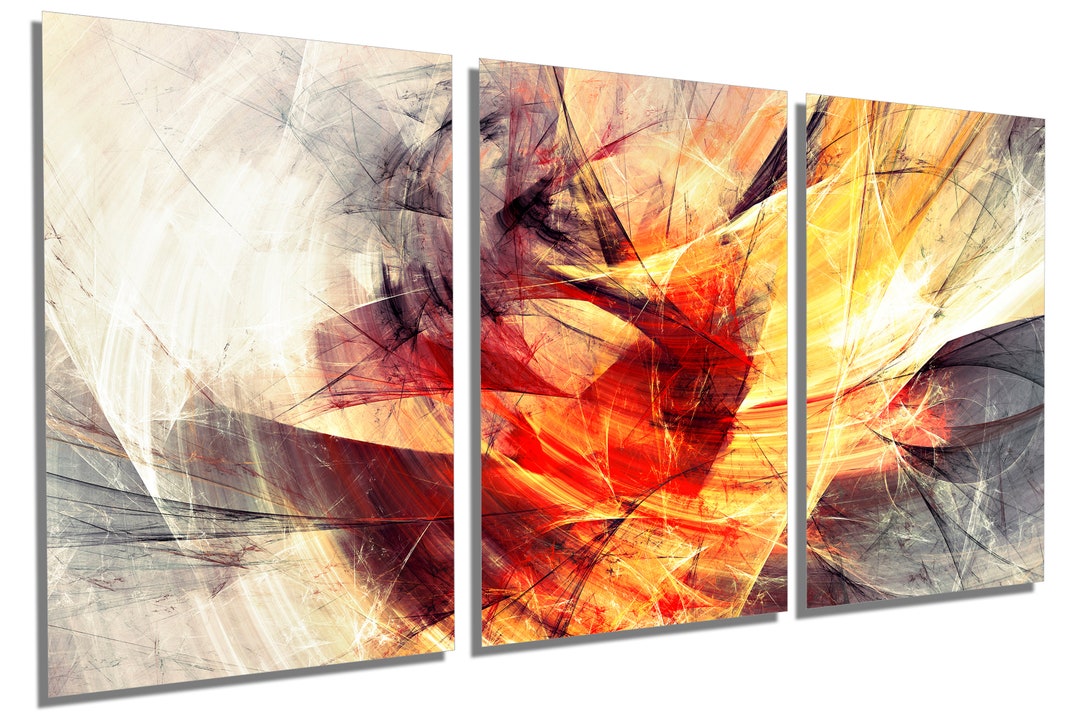 Metal Print - Dynamic Abstract Strokes Wall Art. Fractal Pattern Wall ...