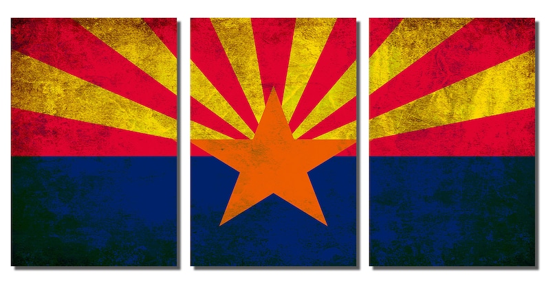 Metal Prints Arizona State Flag Rustic Grunge 3 Panel - Etsy