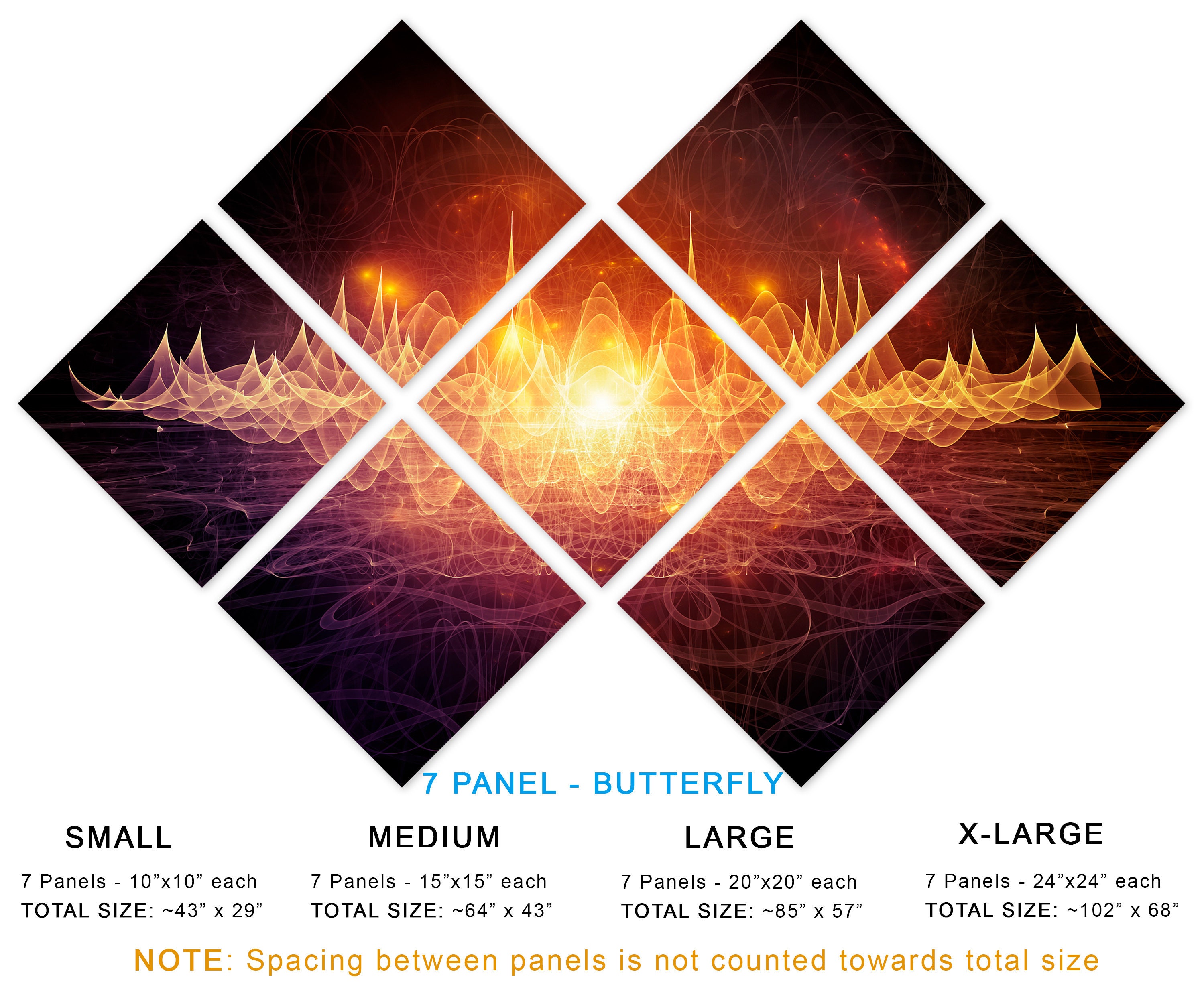 Metal Print - Abstract Sound Wave Wall Art Orange. Fractal Art, Sound ...