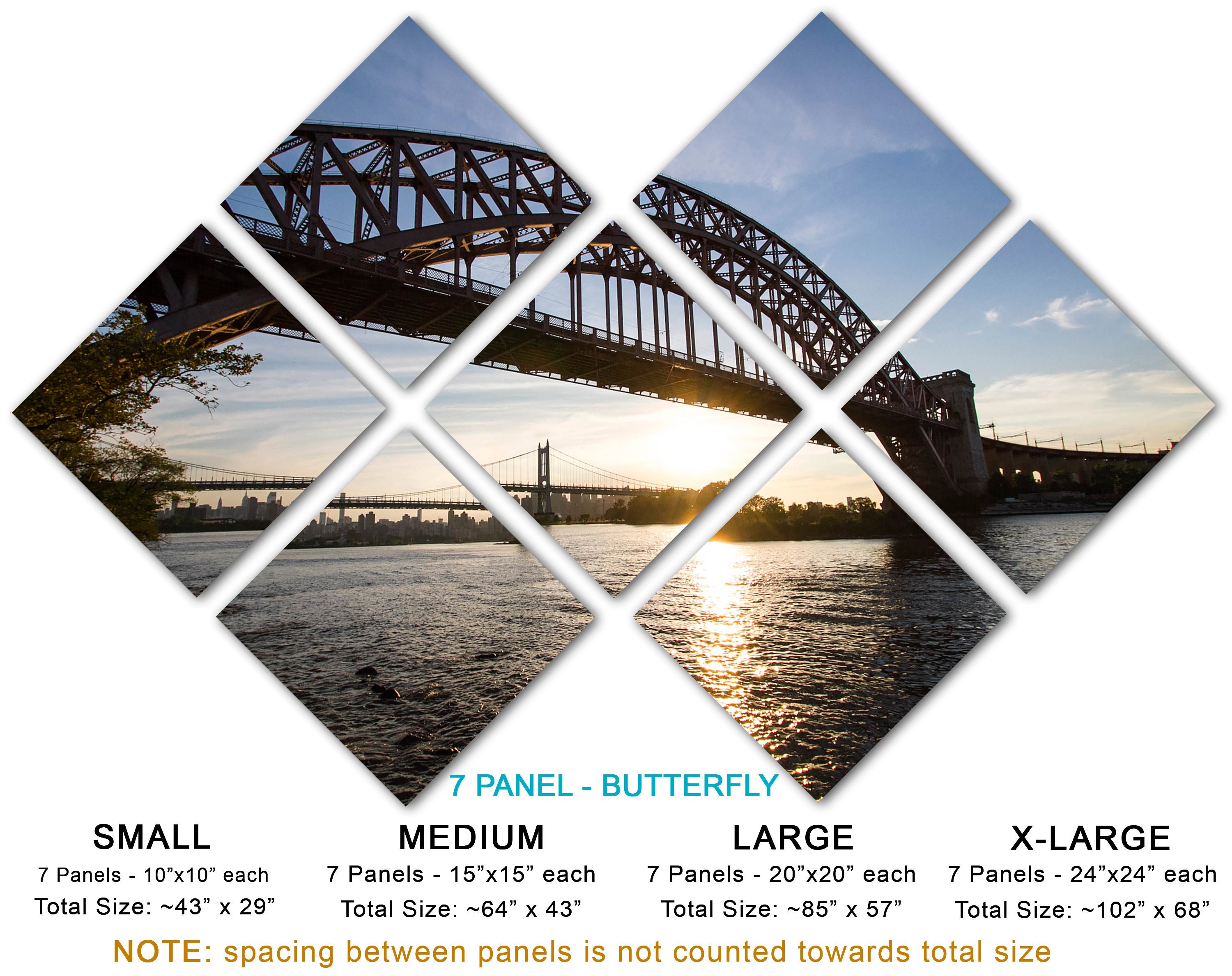 Metal Prints - Hell Gate Bridge & Triborough Bridge - 3 Panel Split ...
