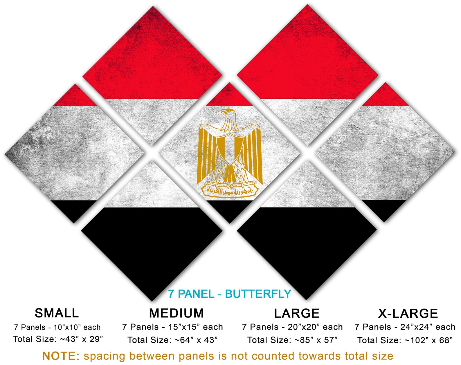Metal Prints Egypt Flag Grunge 3 Panel Split Triptych - Etsy