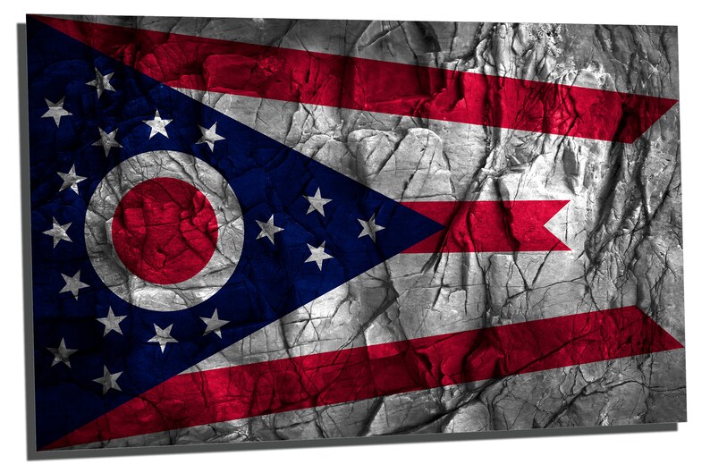 Metal Prints Ohio Flag Stone Effect 3 Panel split | Etsy