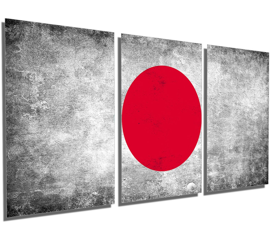Metal Prints - Japan Country Flag Grunge - 3 Panel Split, Triptych ...