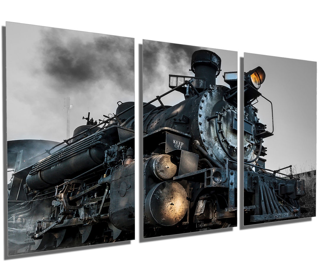 Metal Prints - Old Coal Train Decor Wall Art - 3 Panel Split, Triptych ...