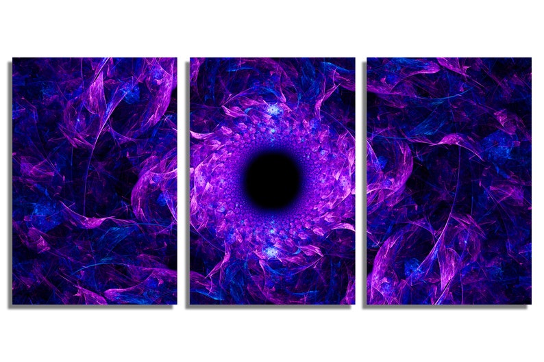 Metal Print - Abstract Vortex Wall Art, Chaotic Fractal Art Dark Purple ...