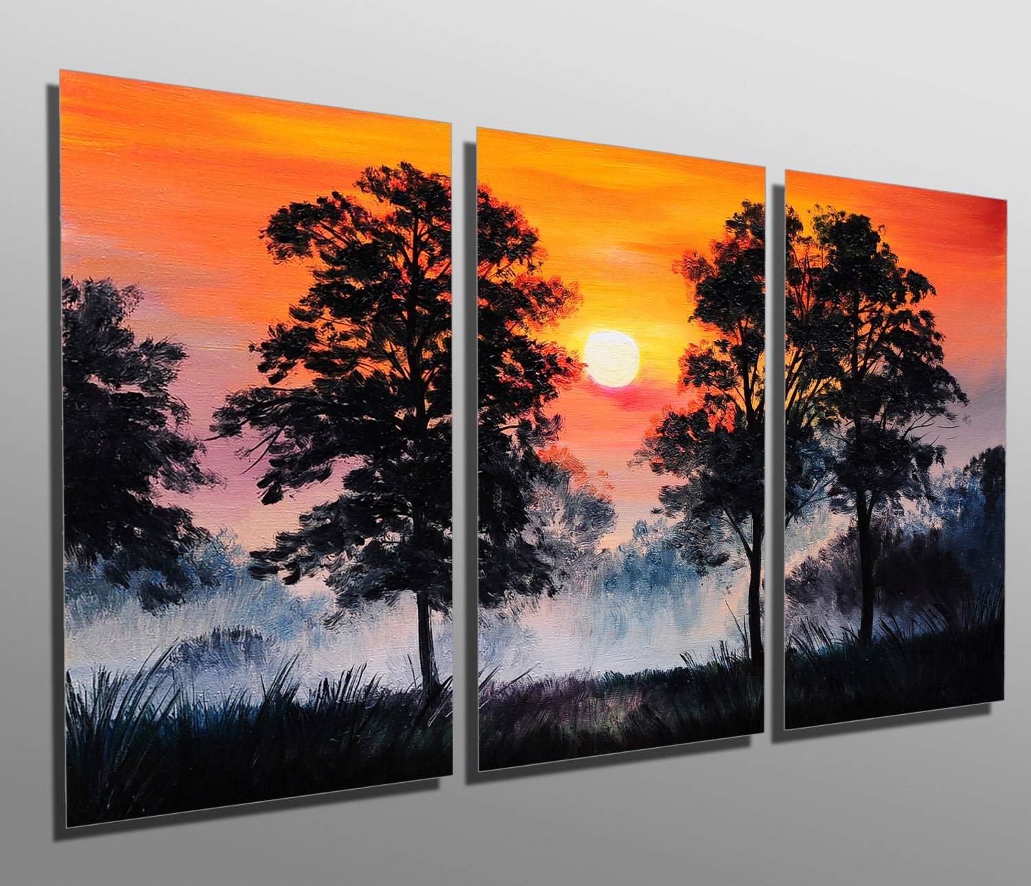 Metal Prints Trees at Sunset 3 Panel Split Triptych - Etsy