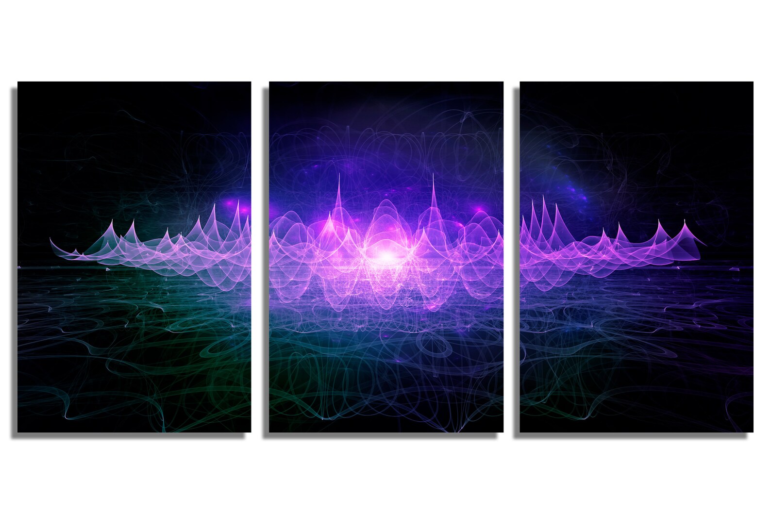 Metal Print - Abstract Sound Wave Wall Art Purple. Fractal Art, Sound ...