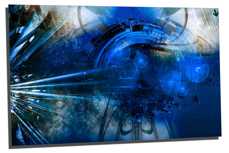 Metal Print - Abstract Wall Art Technology . Blue Digital Art ...