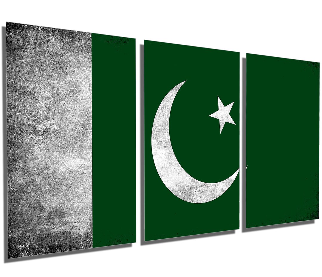 Metal Prints - Pakistan Country Flag Grunge - 3 Panel Split, Triptych ...
