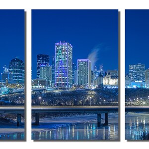 Metal Print - Edmonton Skyline Wall Art, Alberta, Canada - 3 Panel ...