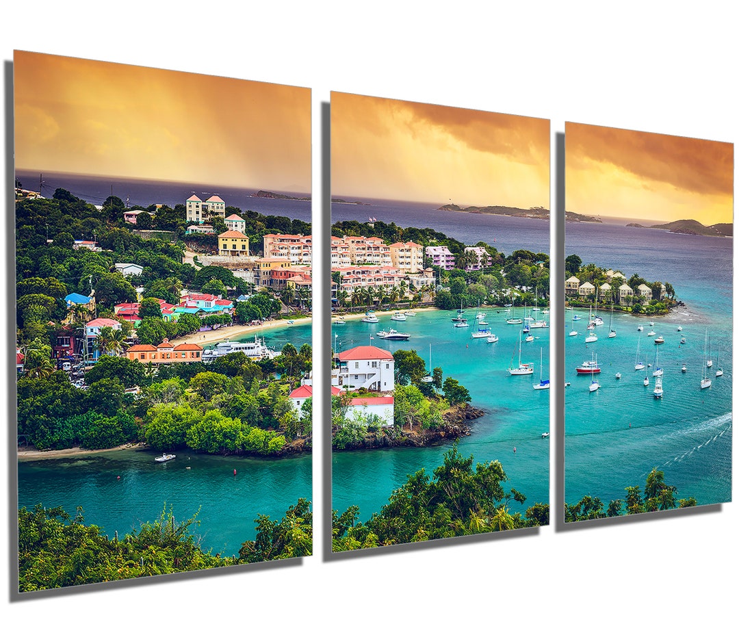 Metal Prints - St. John US Virgin Island Wall Art - 3 Panel Split ...