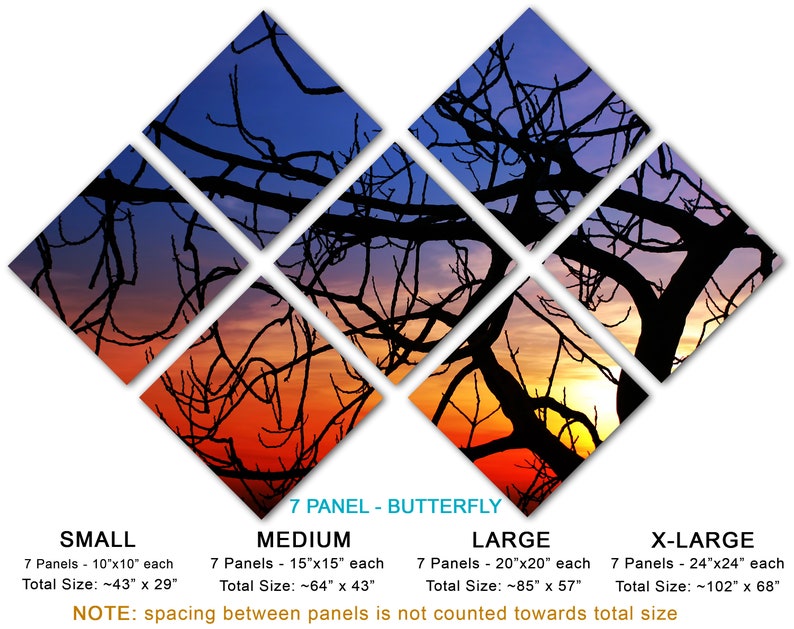 Metal Print Tree Fig at Sunset 3 Panel Split triptych - Etsy