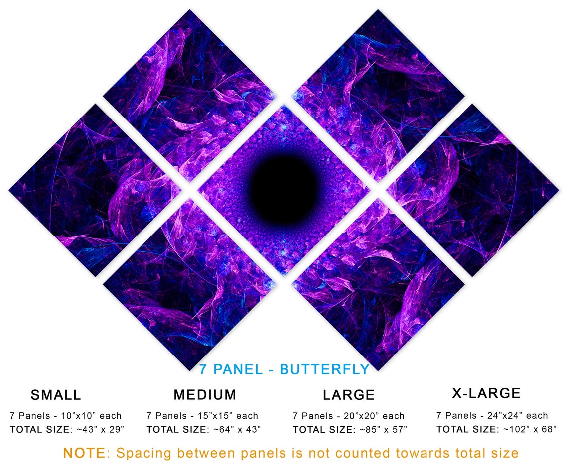 Metal Print - Abstract Vortex Wall Art, Chaotic Fractal Art Dark Purple ...