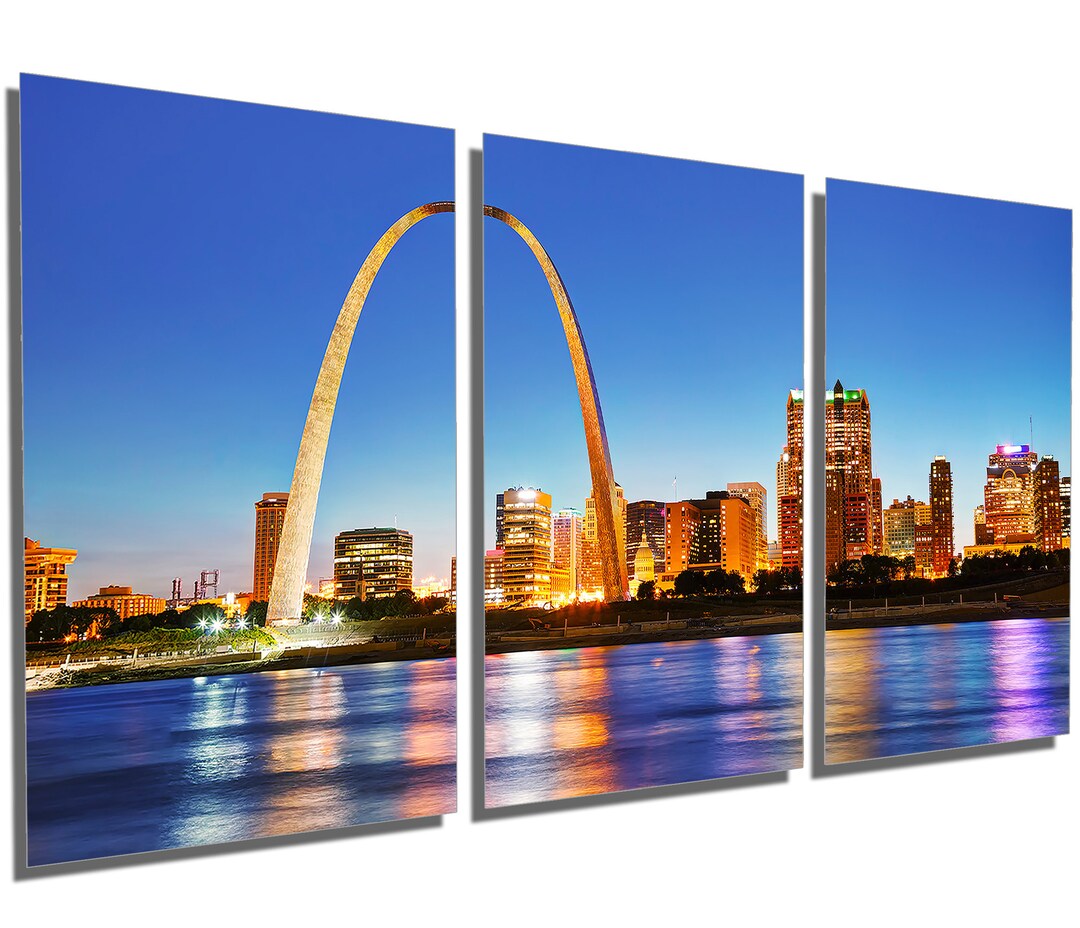 Metal Print - St Louis Skyline and Gateway Arch - 3 Panel Split ...