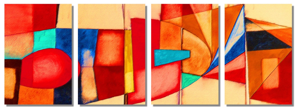 Metal Print Abstract Shapes Art 4 Panel Split Metal Wall - Etsy