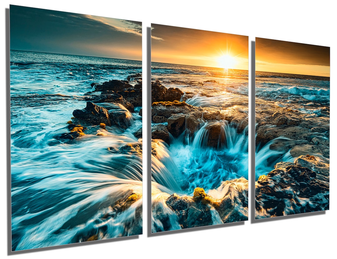 Metal Print - Pools of Paradise Wall Art During Unset, Blue Ocean ...