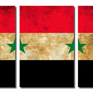 Metal Prints - Syria Flag Rustic Grunge - 3 Panel Split, Triptych ...