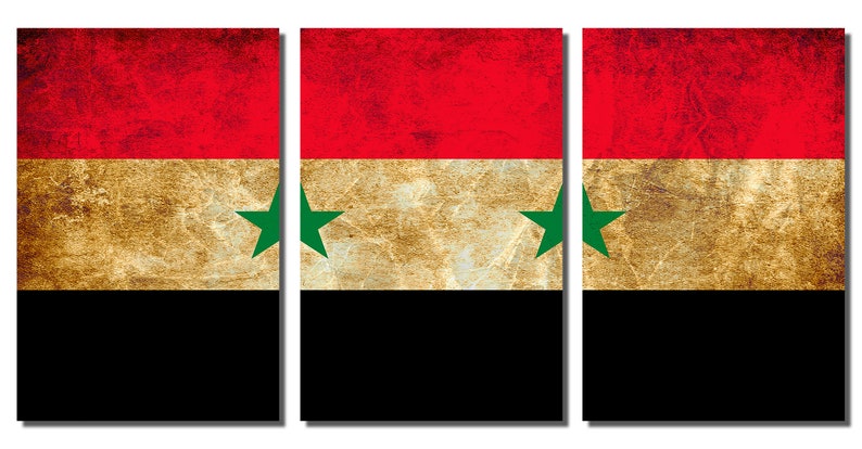 Metal Prints - Syria Flag Rustic Grunge - 3 Panel Split, Triptych ...