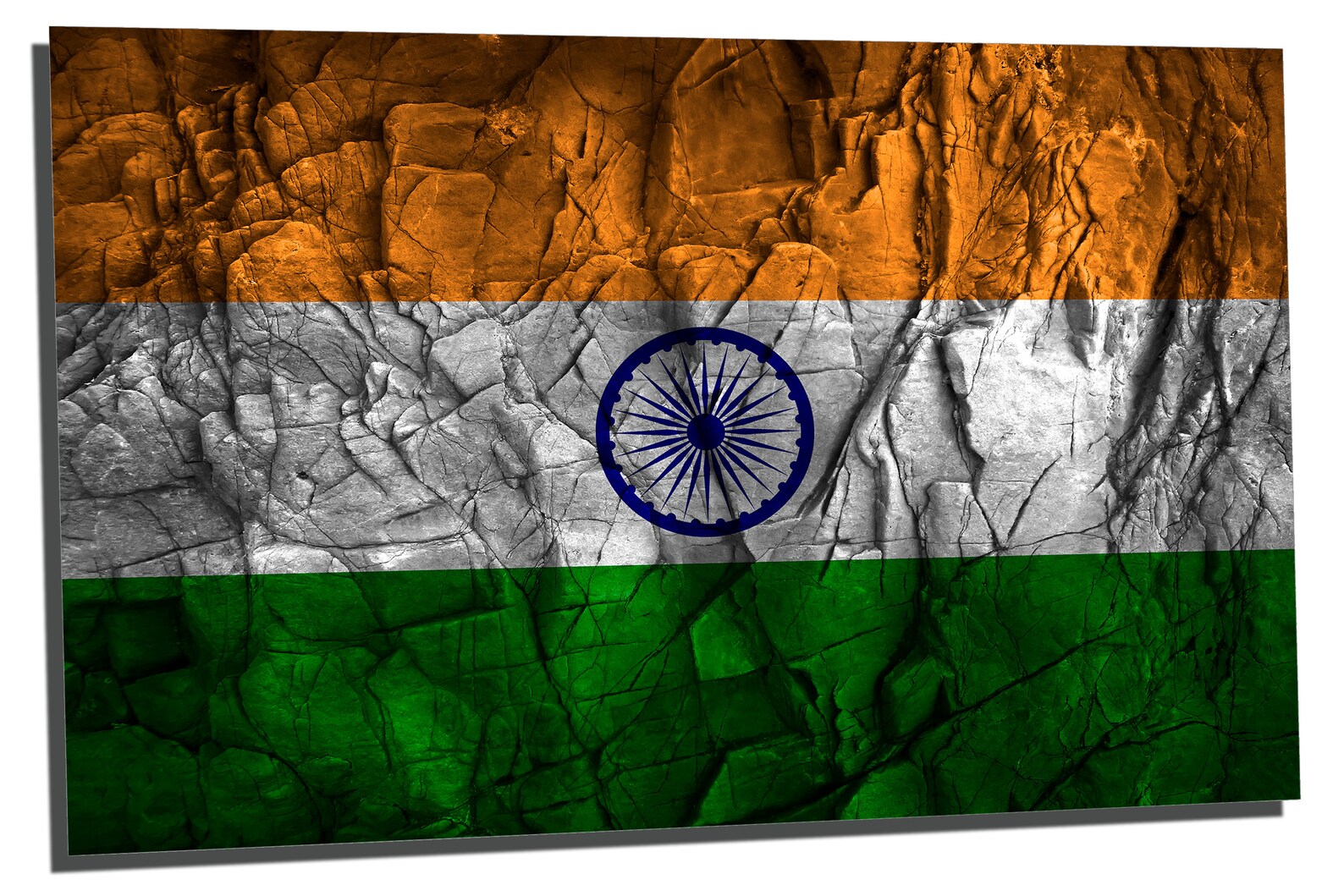 Metal Prints - India Country Flag Stone Effect - 3 Panel Split ...