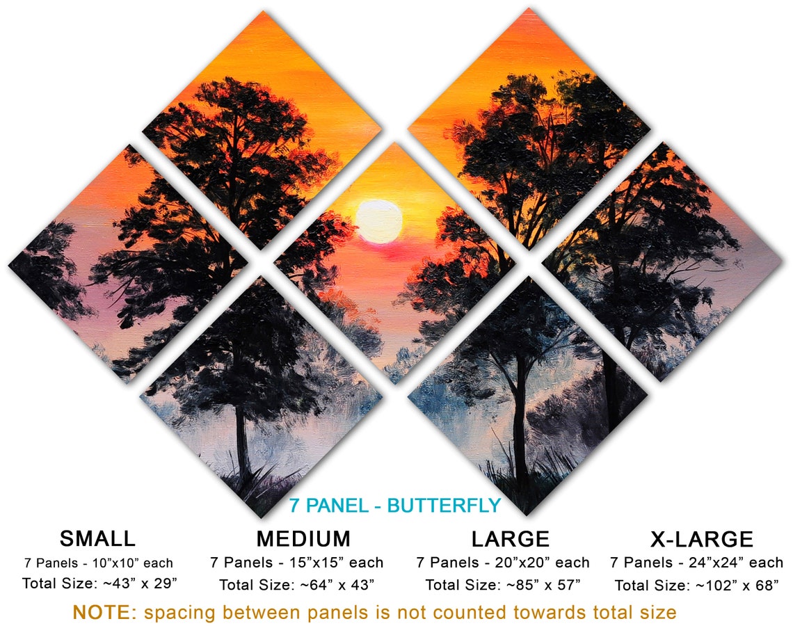 Metal Prints Trees at Sunset 3 Panel Split Triptych | Etsy