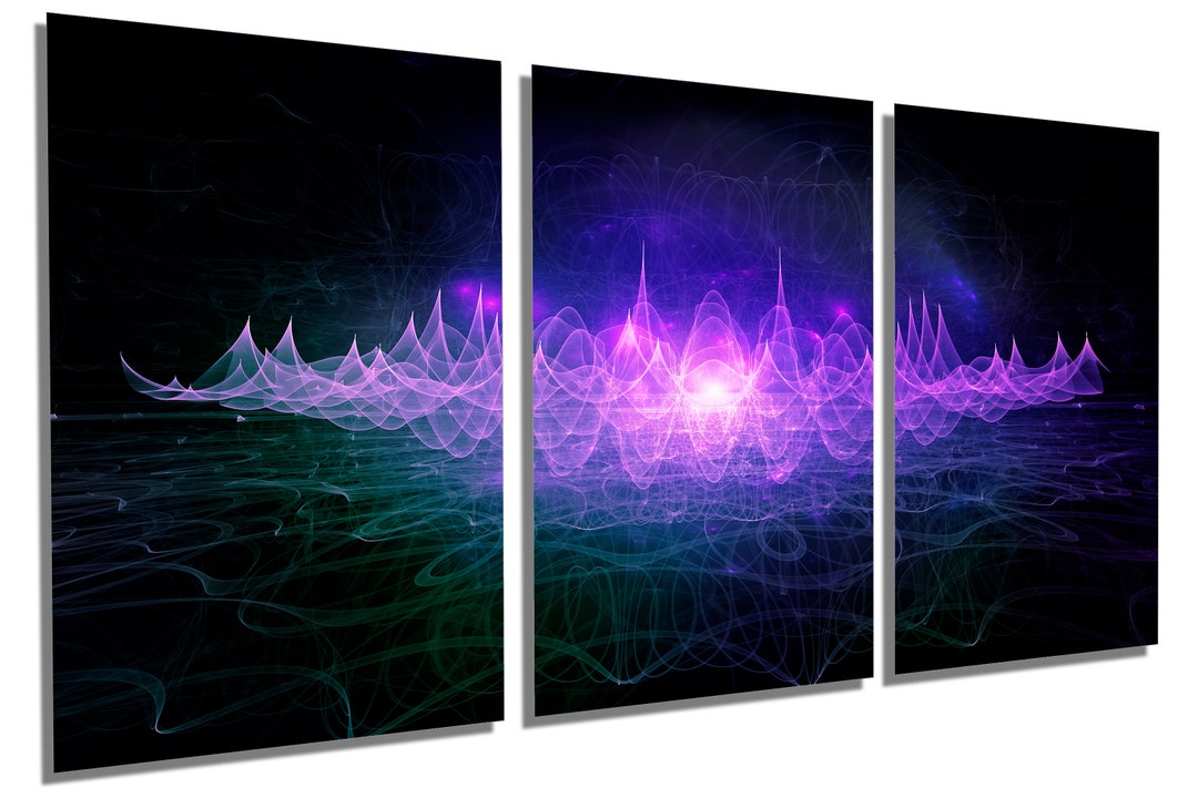 Metal Print - Abstract Sound Wave Wall Art Purple. Fractal Art, Sound ...
