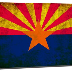 Metal Prints - Arizona State Flag Rustic Grunge - 3 Panel Split ...