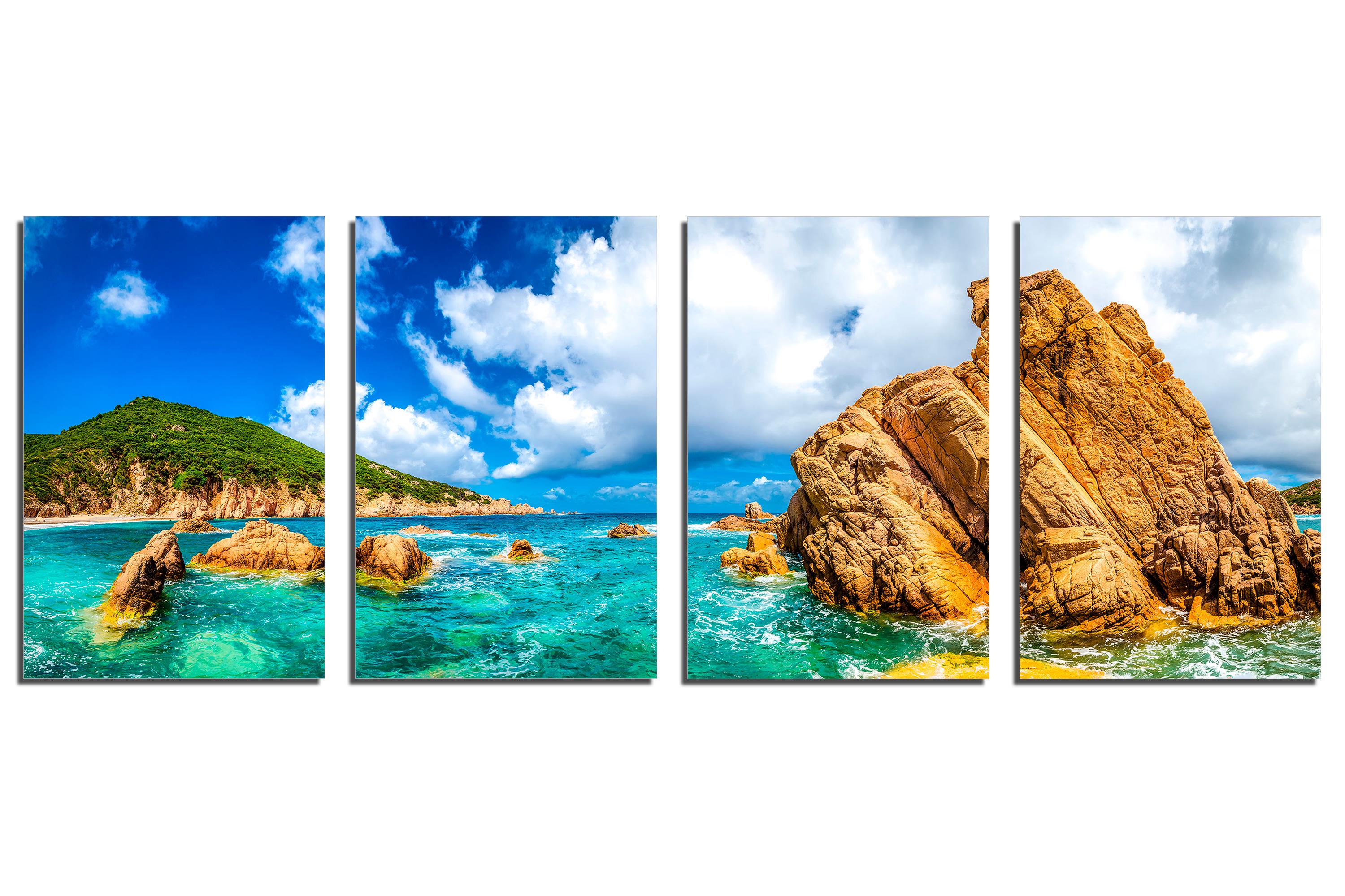 Metal Prints - Scenic Ocean Coastline - 4 Panel Split Metal Wall Art on ...