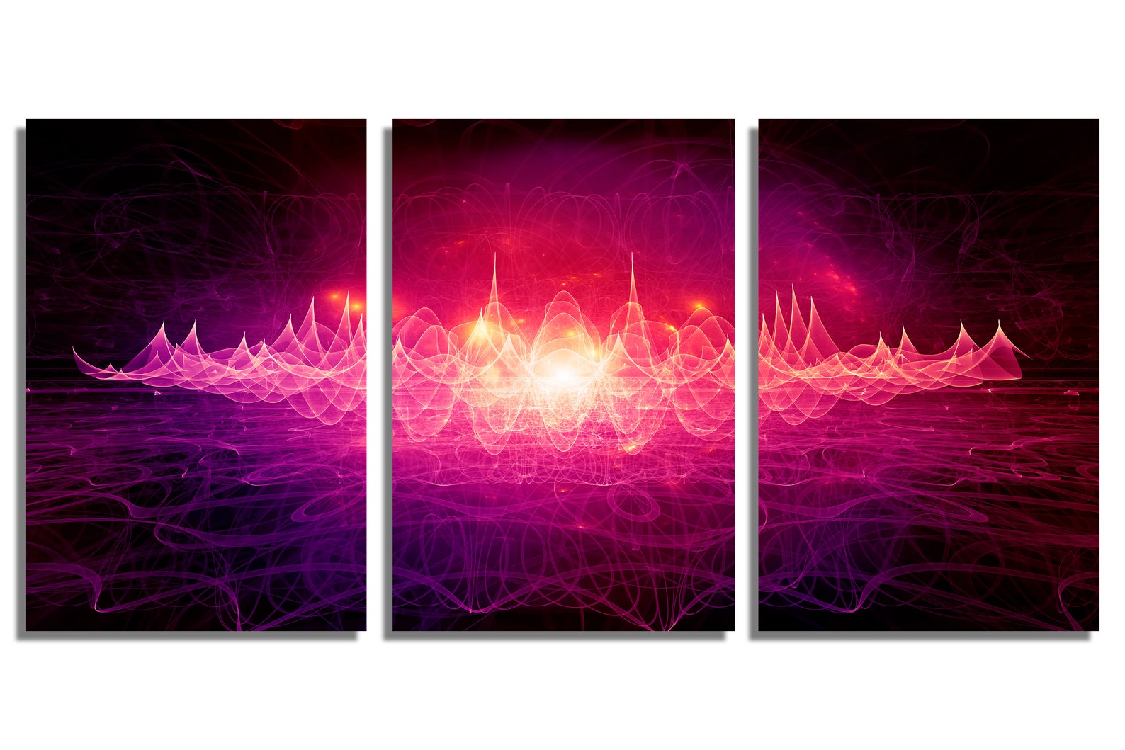 Metal Print Abstract Sound Wave Wall Art Magenta. Fractal - Etsy