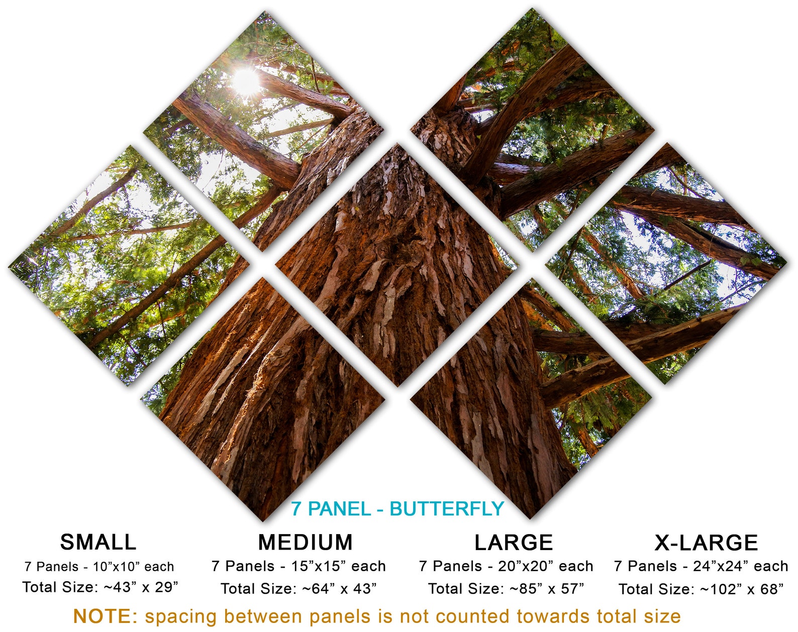 Metal Prints - Sequoia Redwood Tree Bark - 3 Panel Split, Triptych ...