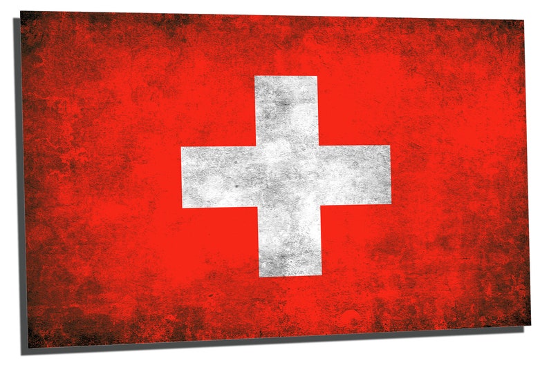 Metal Prints - Switzerland, Swiss Flag Grunge - 3 Panel Split, Triptych ...