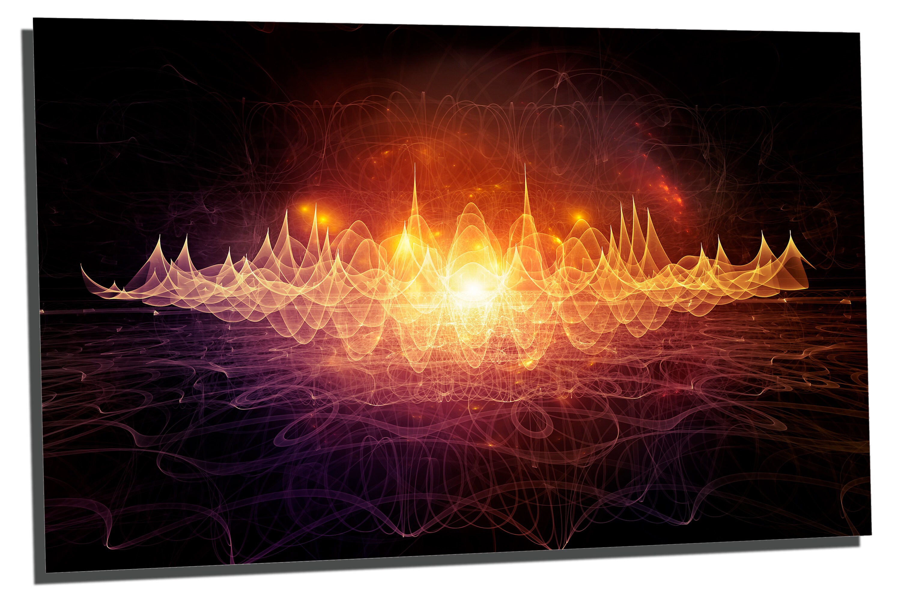 Metal Print Abstract Sound Wave Wall Art Orange. Fractal | Etsy