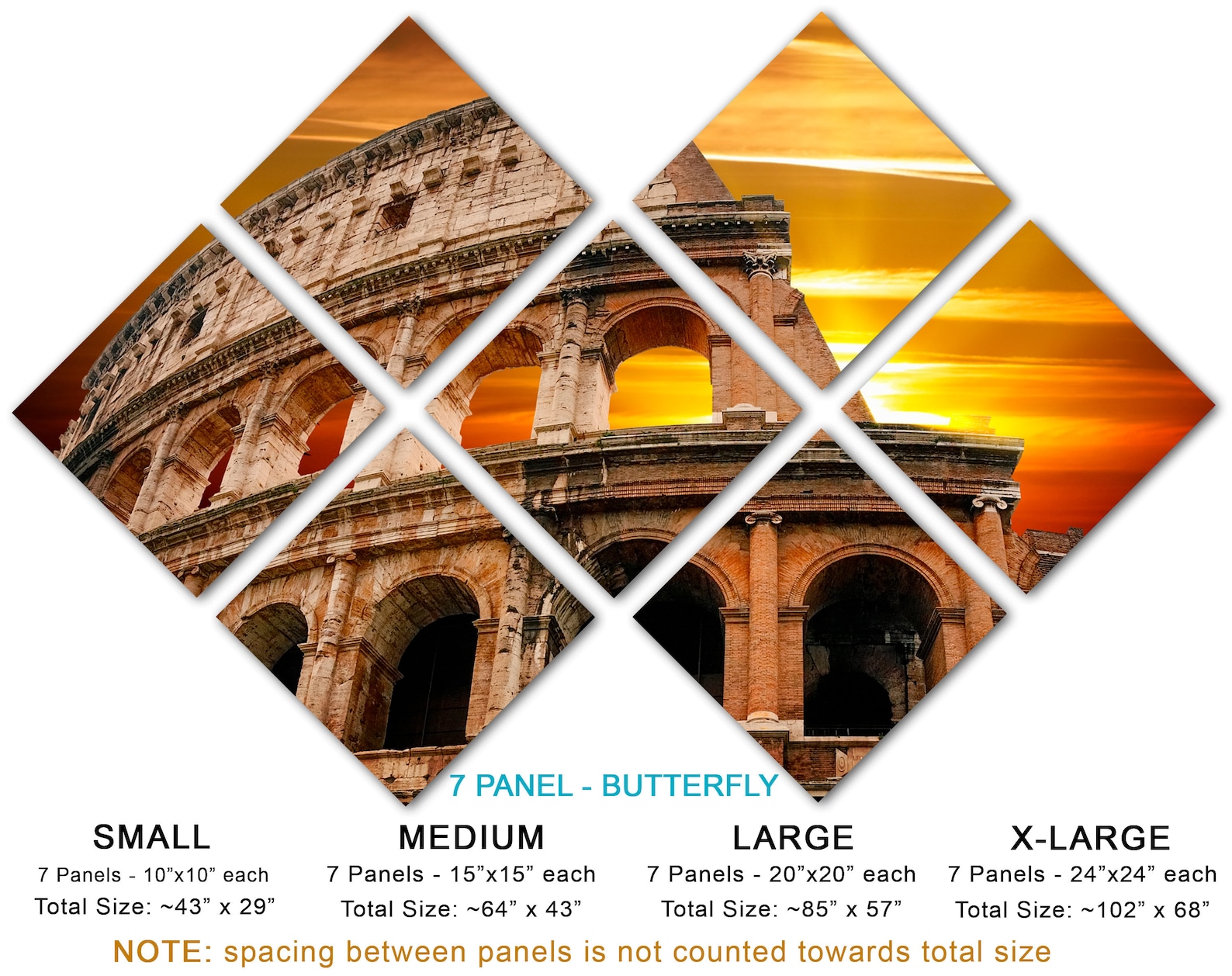 Metal Prints - Rome, Coliseum - 3 Panel Split (triptych) - Multi Panel ...