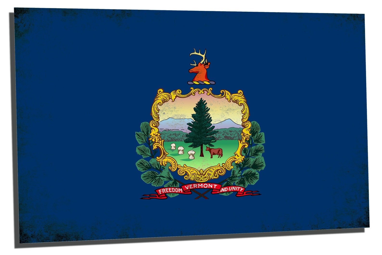 Metal Prints Vermont State Flag Grunge 3 Panel split | Etsy