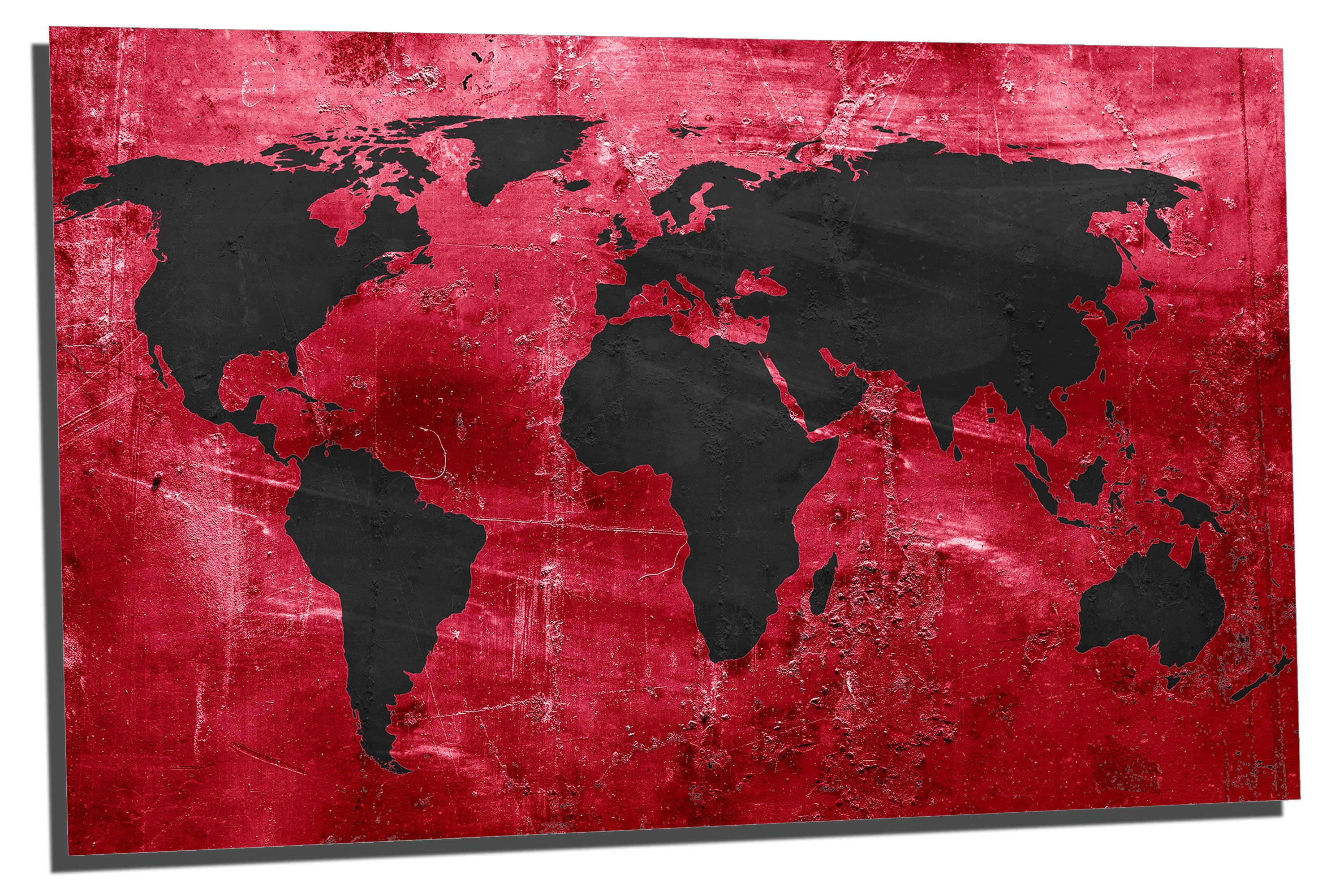 Metal Prints Red and Black World Map 3 Panel Split - Etsy